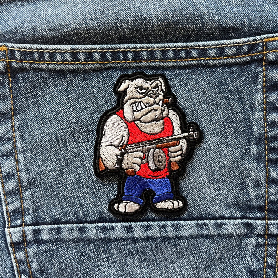 Embroidered 3" Bulldog Machine Gun Iron on Sew on Patch – PATCHERS