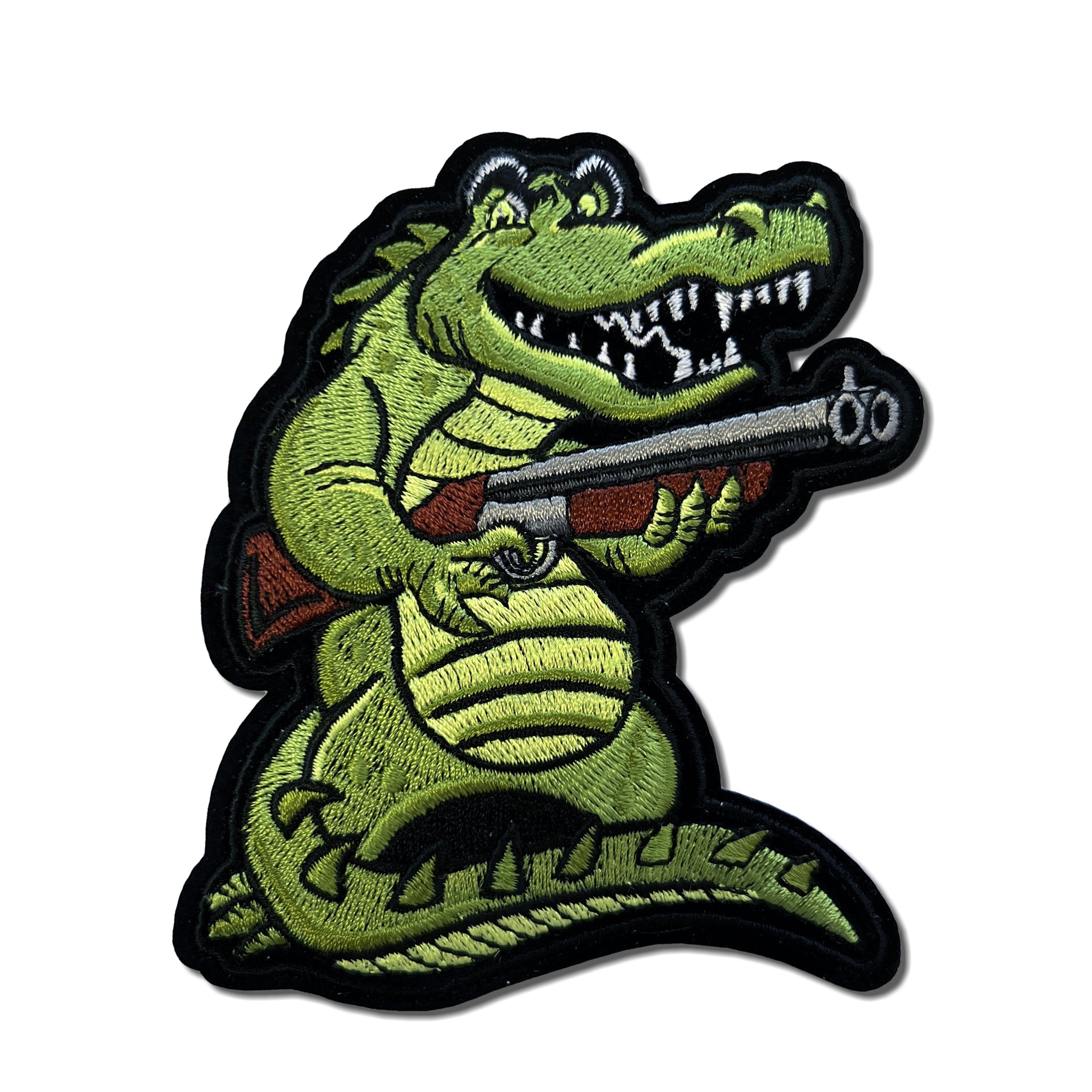 Embroidered 4" Alligator Shotgun Iron on Sew on Patch – PATCHERS