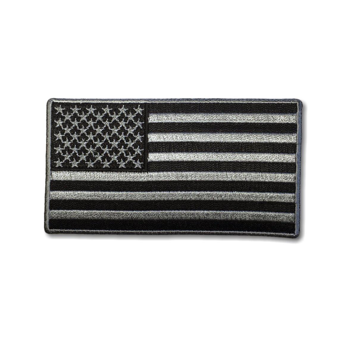 Embroidered 4" American US Flag Black Grey Iron on Sew on Patch – PATCHERS