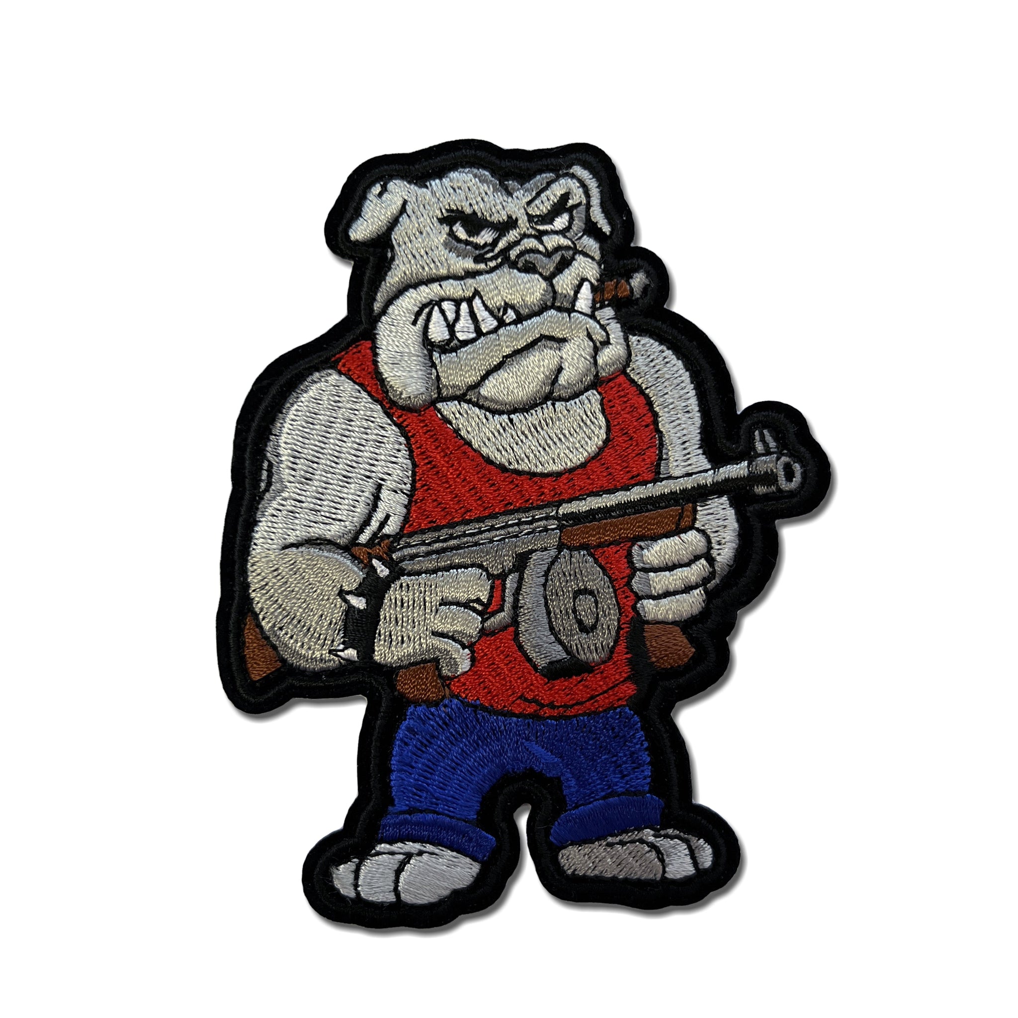 Embroidered 4" Bulldog Machine Gun Iron on Sew on Patch – PATCHERS