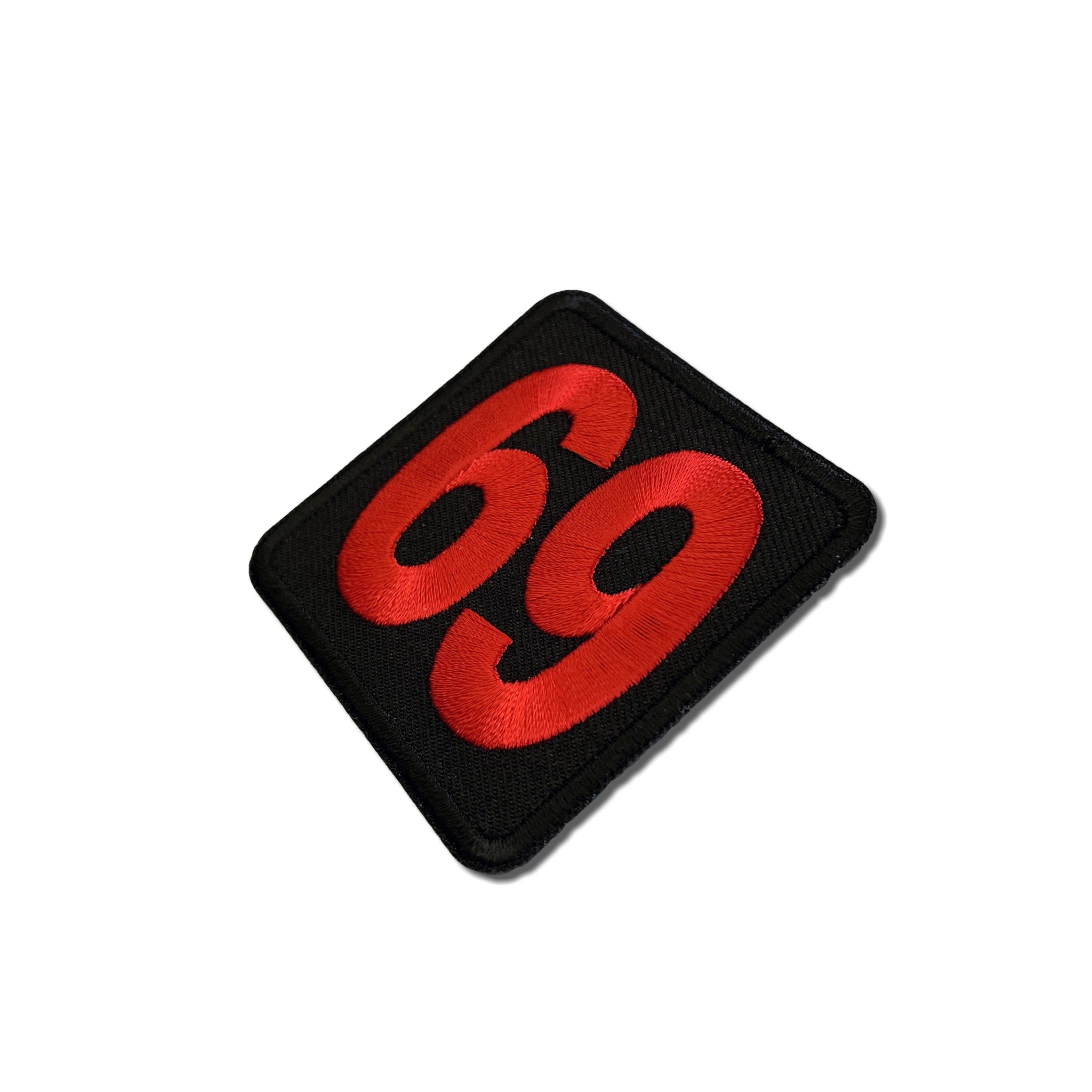 Embroidered 69 Black Red Square Iron on Sew on Patch – PATCHERS