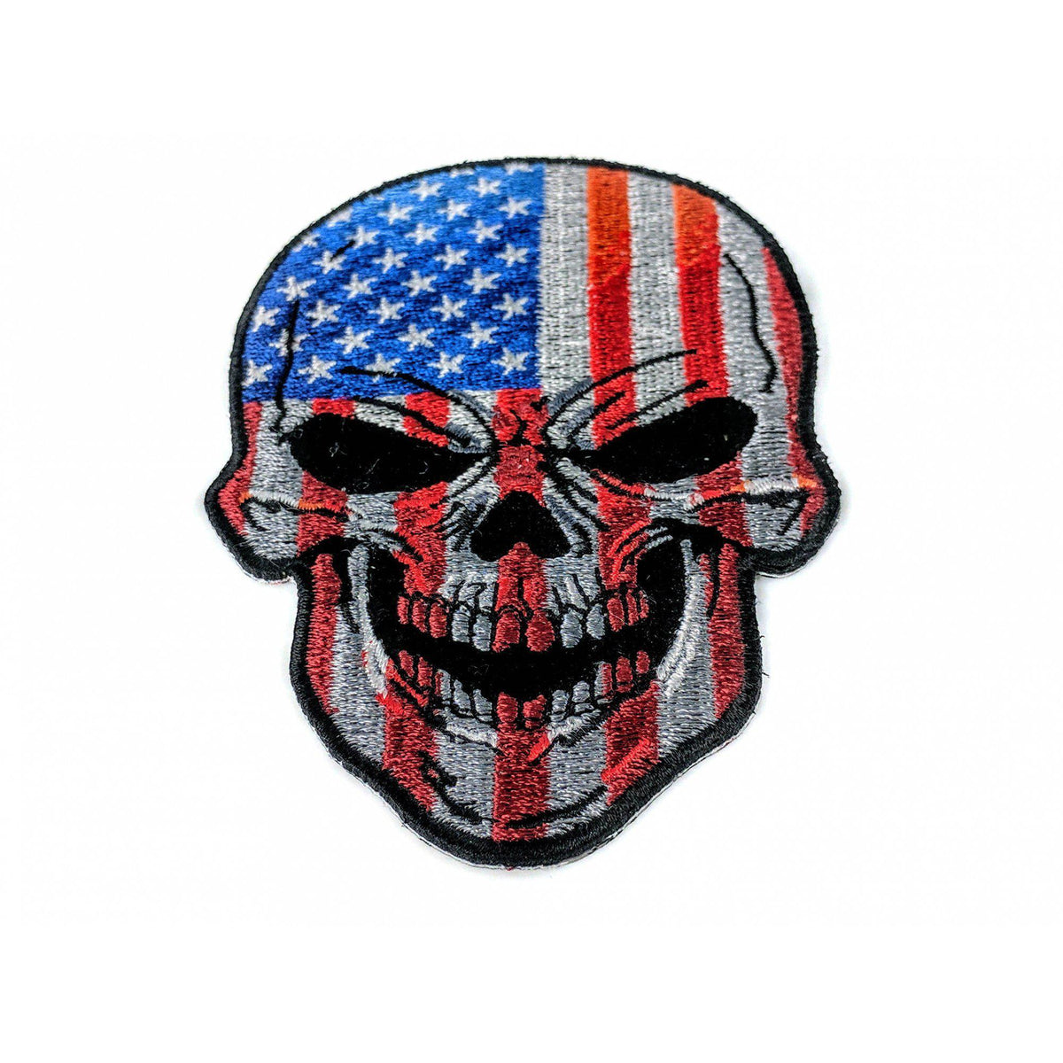 Embroidered American Flag Skull Iron on Sew on Patch – PATCHERS
