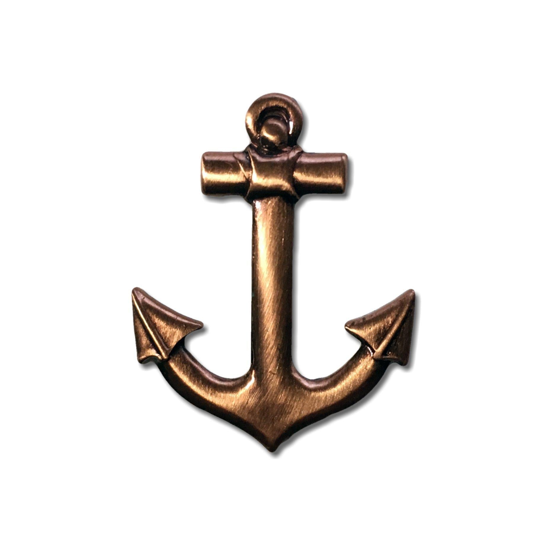 Metal Antique Copper Plated Anchor Pin Badge with Secure Locking Back ...