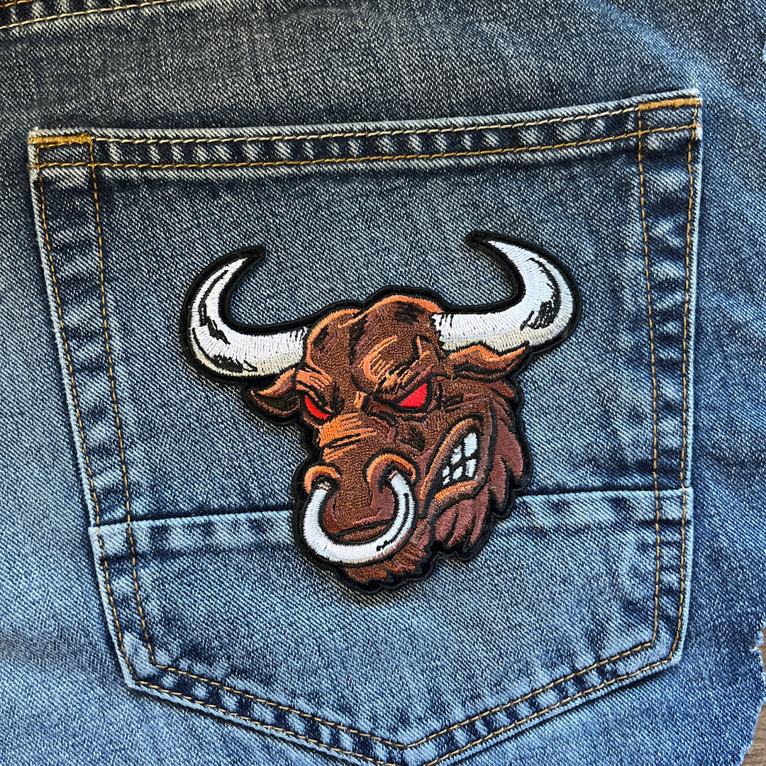 Embroidered Angry Bull Iron on Sew on Patch – PATCHERS