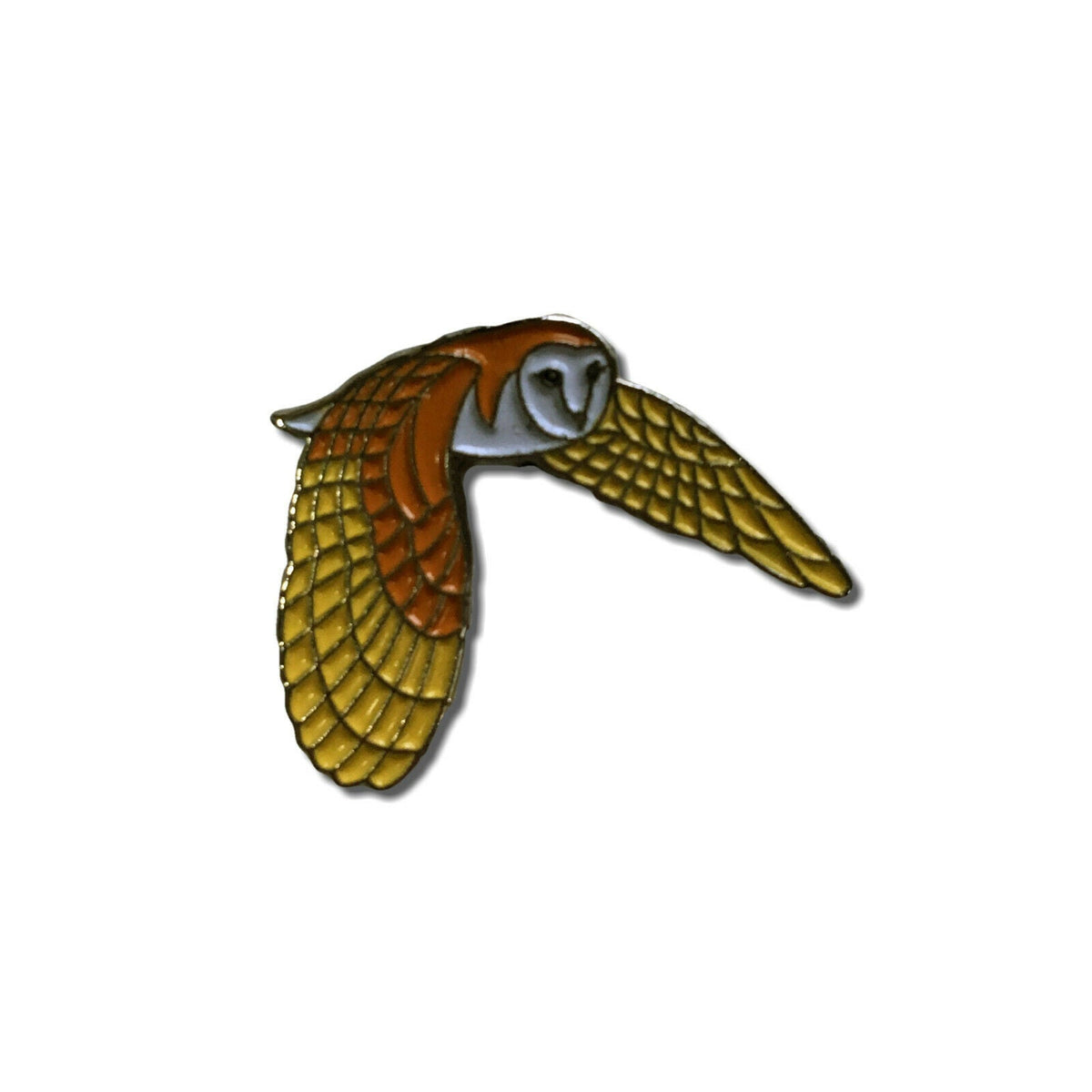 Metal & Enamel Barn Owl Pin Badge with Secure Locking Back – PATCHERS