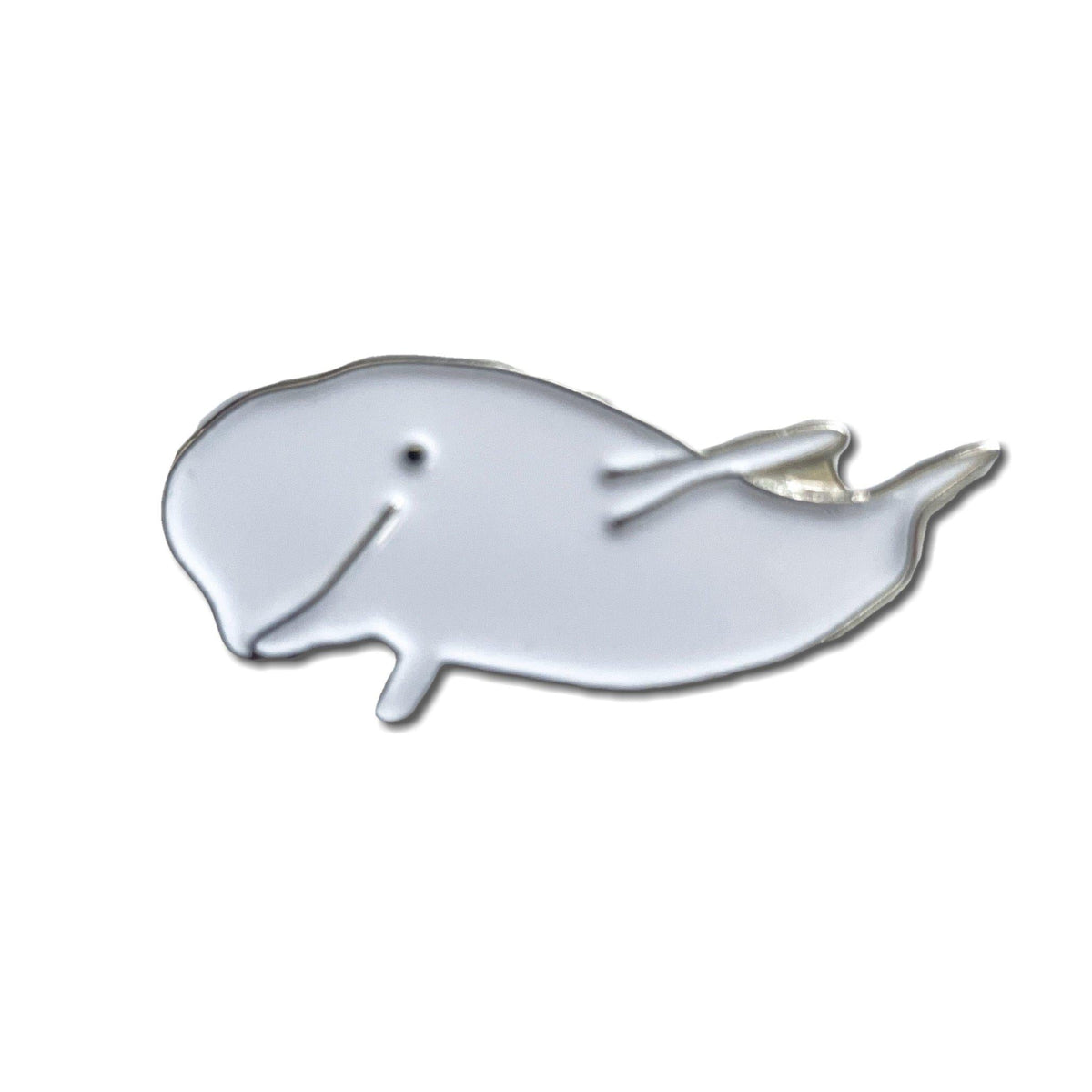 Metal & Enamel Beluga Whale Pin Badge with Secure Locking Back – PATCHERS