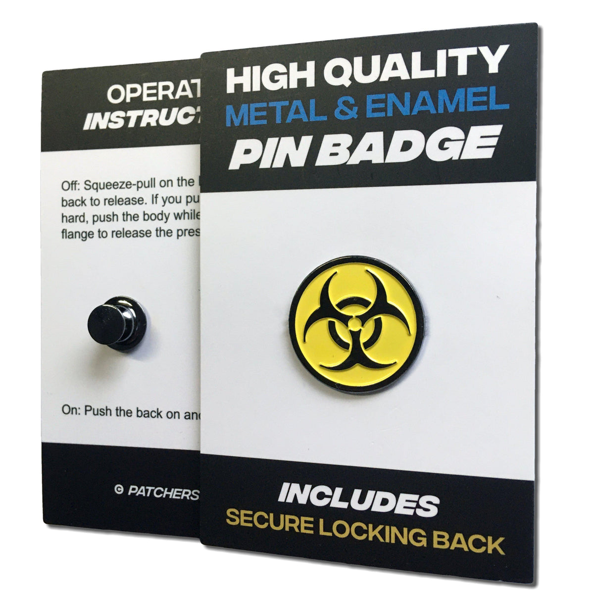 Metal & Enamel Biohazard Pin Badge with Secure Locking Back – PATCHERS