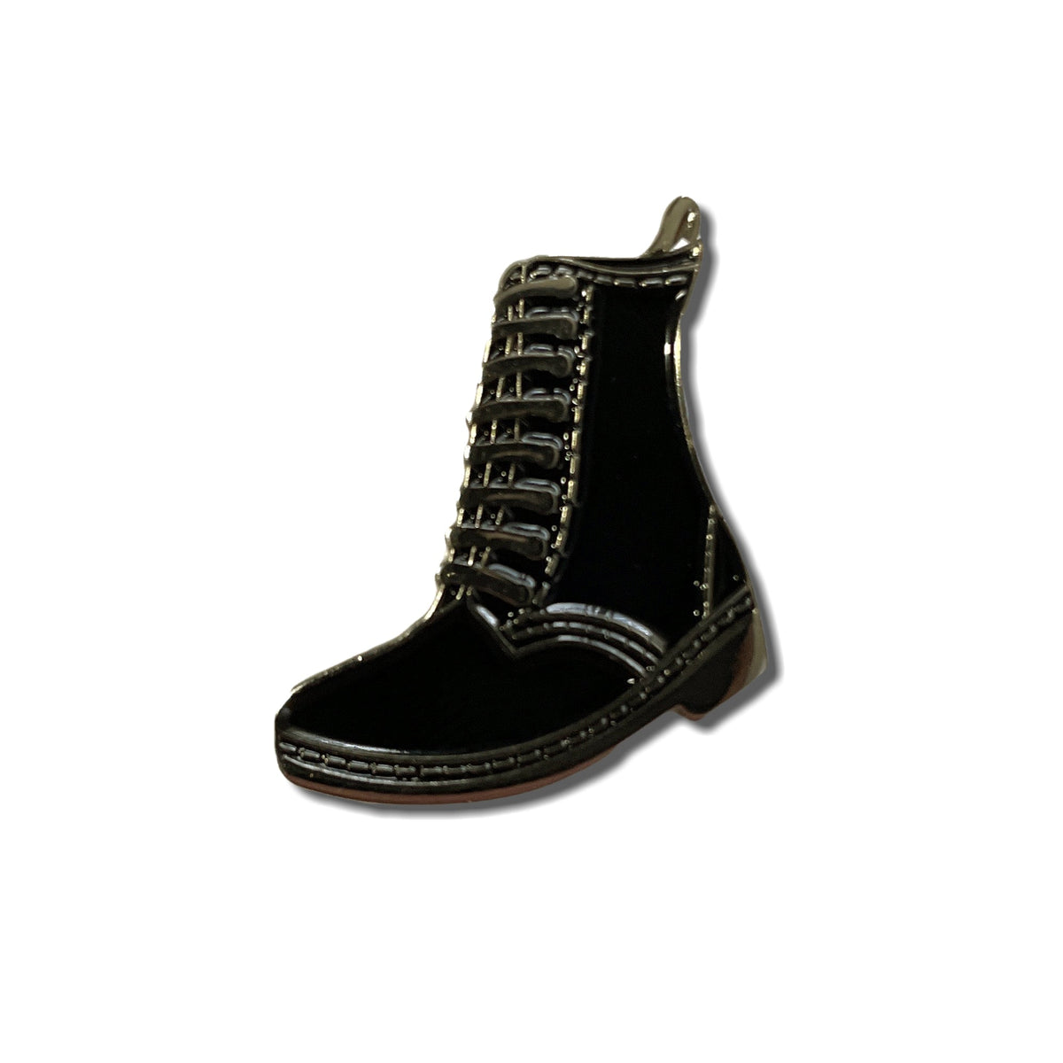 Metal & Enamel Black Boot Pin Badge with Secure Locking Back – PATCHERS