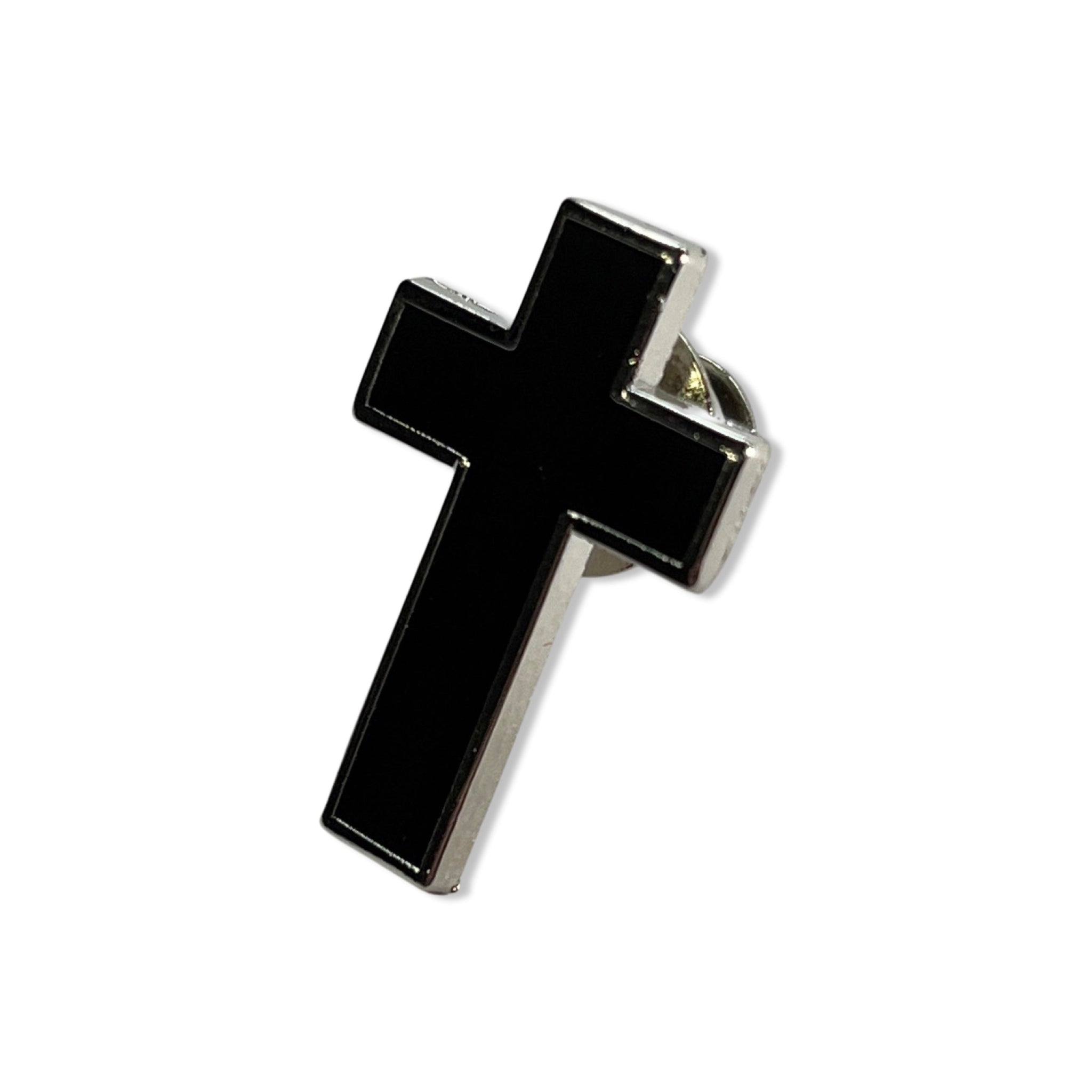 Metal & Hard Enamel Black Cross Pin Badge with Secure Locking Back ...