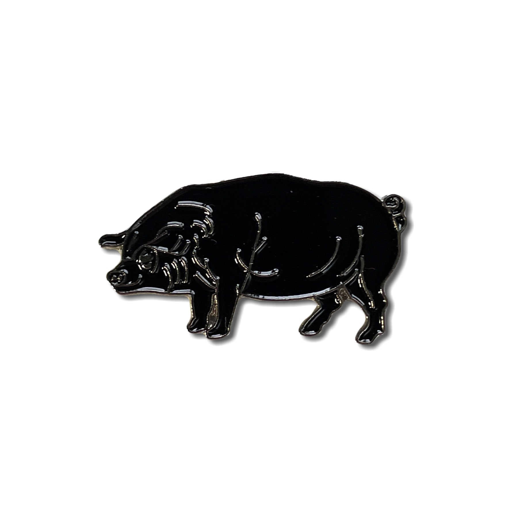 Metal & Enamel Black Pig Pin Badge with Secure Locking Back – PATCHERS