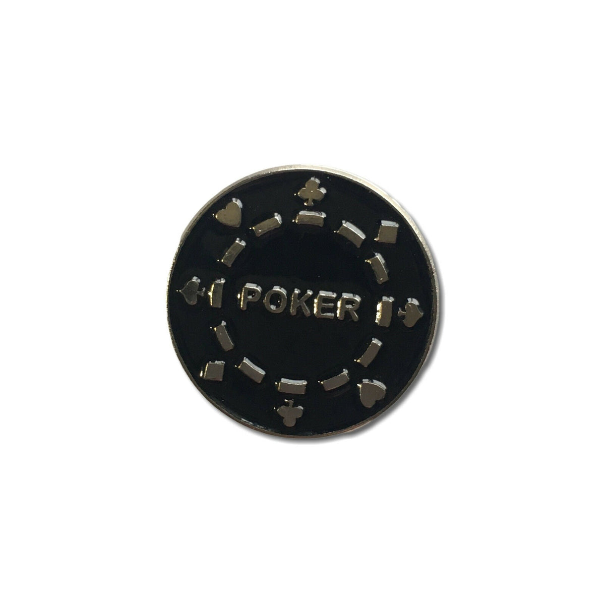 Metal & Enamel Black Poker Chip Pin Badge with Secure Locking Back ...