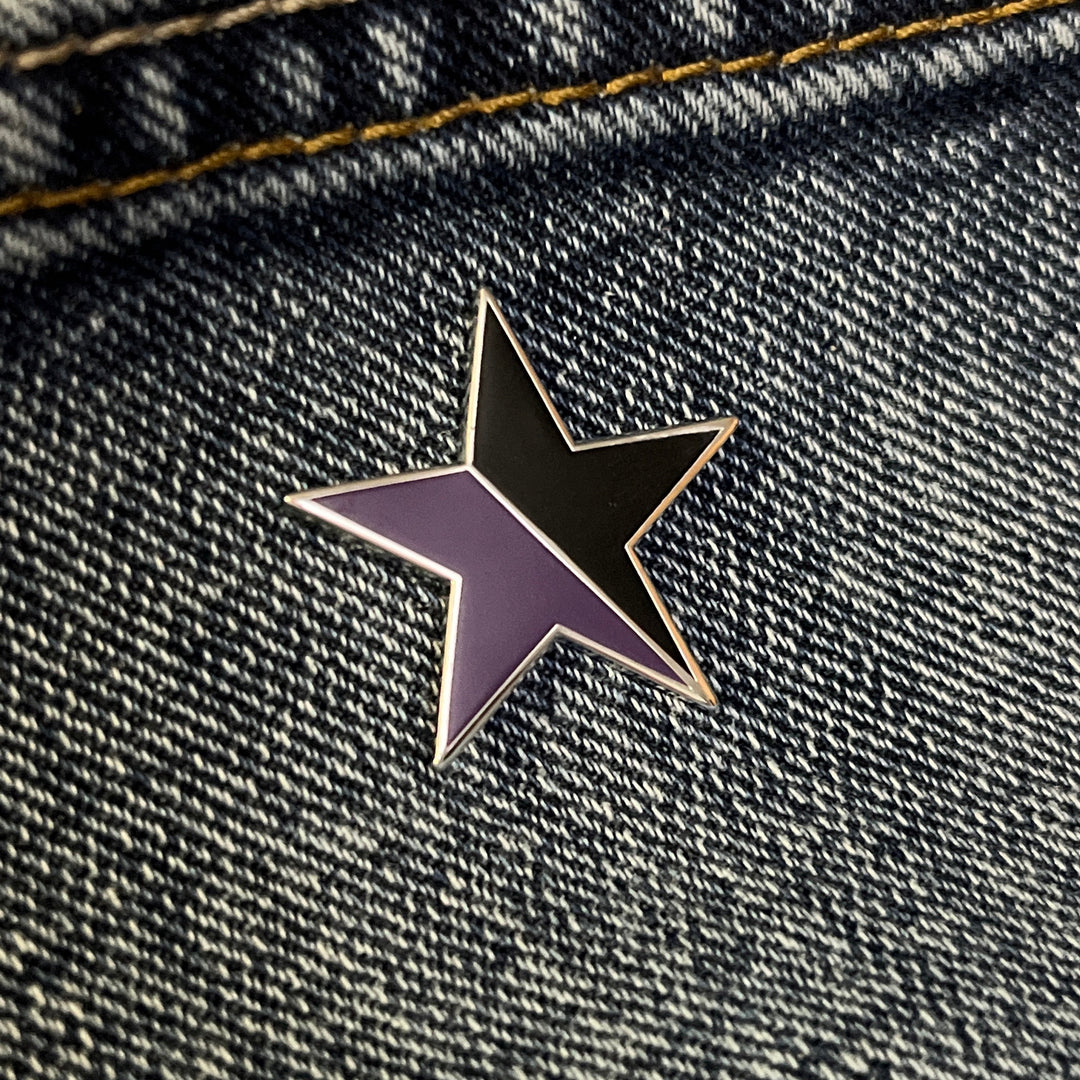 Metal & Hard Enamel Black & Purple Star Pin Badge with Locking Back ...