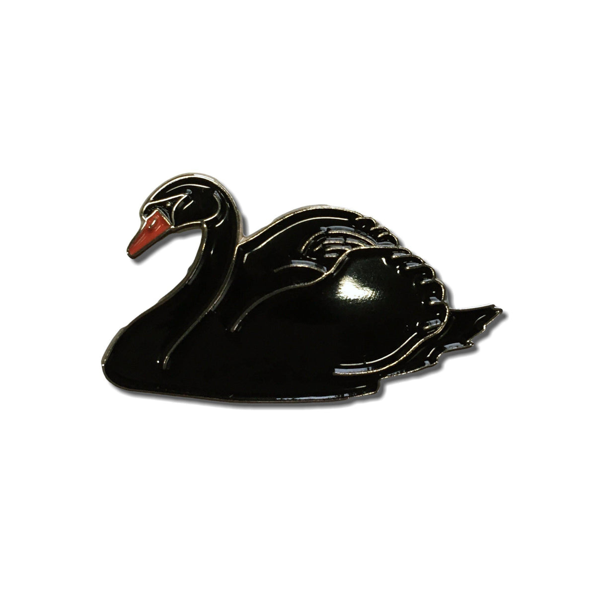 Metal & Enamel Black Swan Pin Badge with Secure Locking Back – PATCHERS