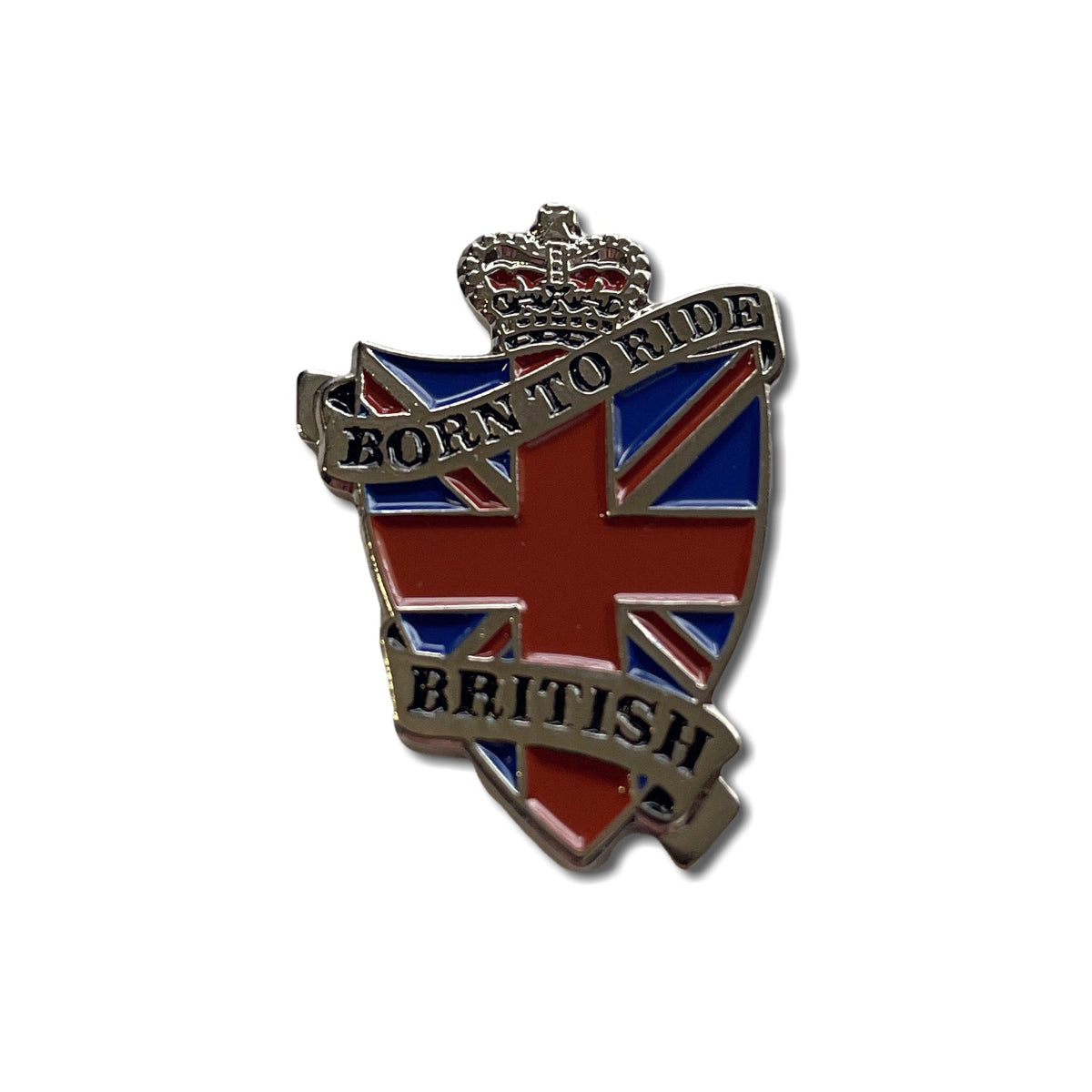 Metal & Enamel Born To Ride British Pin Badge with Secure Locking Back ...