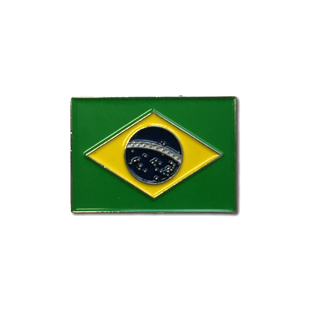 Metal & Enamel Brazil Flag Pin Badge with Secure Locking Back – PATCHERS