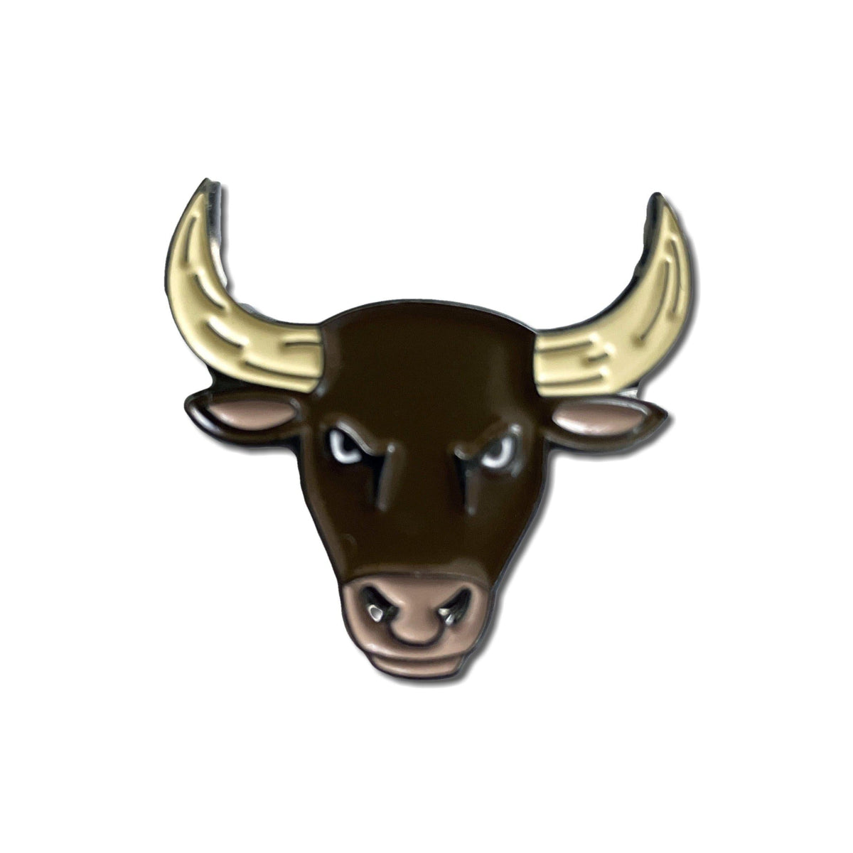 Metal & Enamel Bull Head Pin Badge with Secure Locking Back – PATCHERS