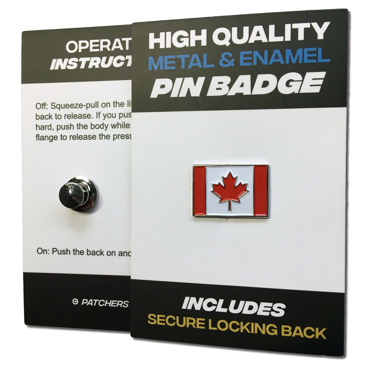Metal & Enamel Canada Flag Pin Badge with Secure Locking Back – PATCHERS