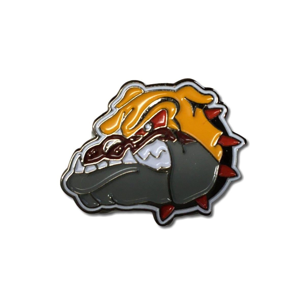 Metal & Enamel Cartoon Bulldog Head Pin Badge with Secure Locking Back ...