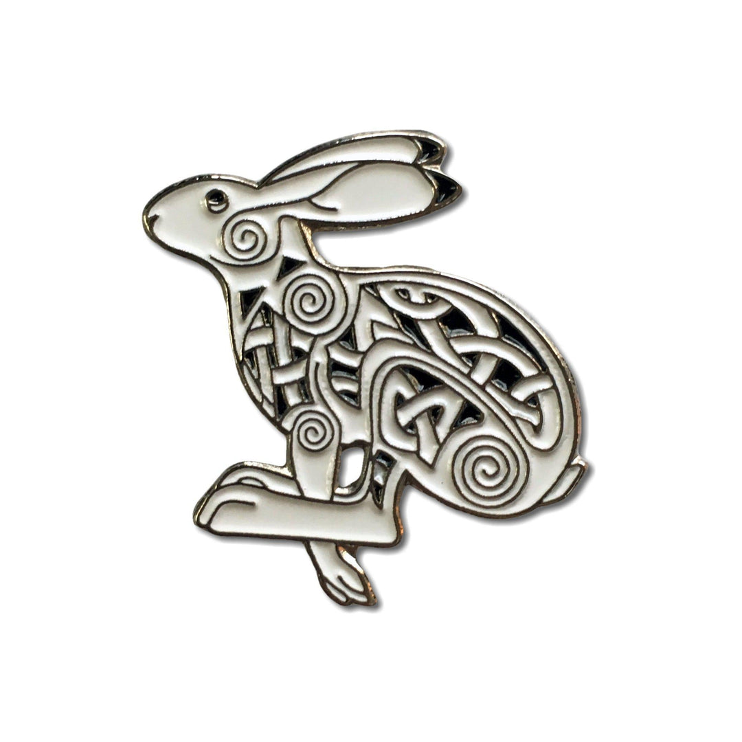 Metal & Enamel Celtic Hare Pin Badge with Secure Locking Back – PATCHERS