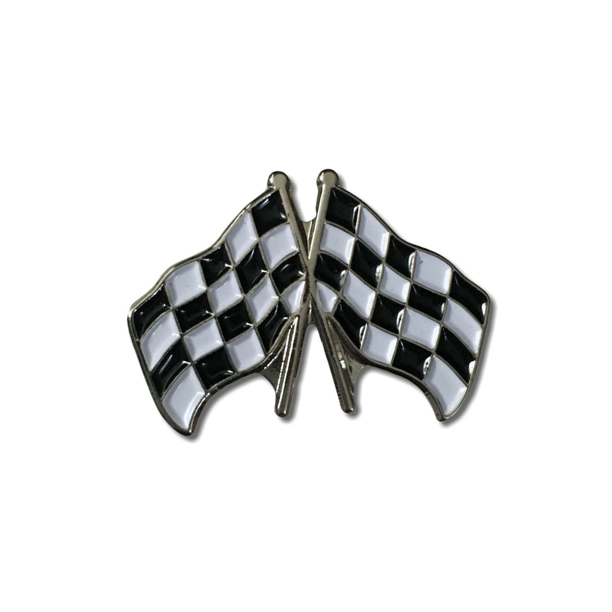 Metal & Enamel Chequered Flags Pin Badge with Secure Locking Back ...