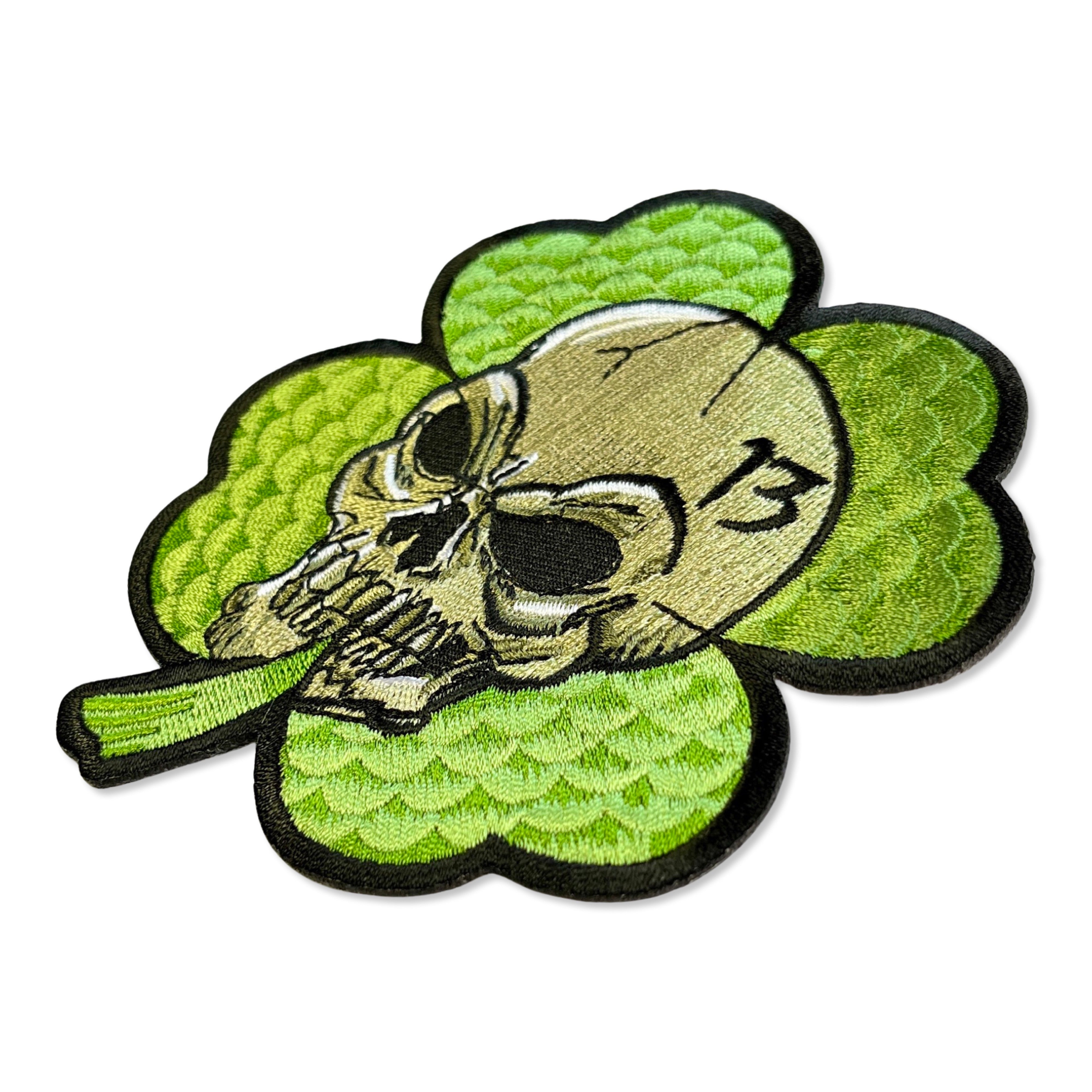 Embroidered Clover Skull 13 Iron on Sew on Patch – PATCHERS