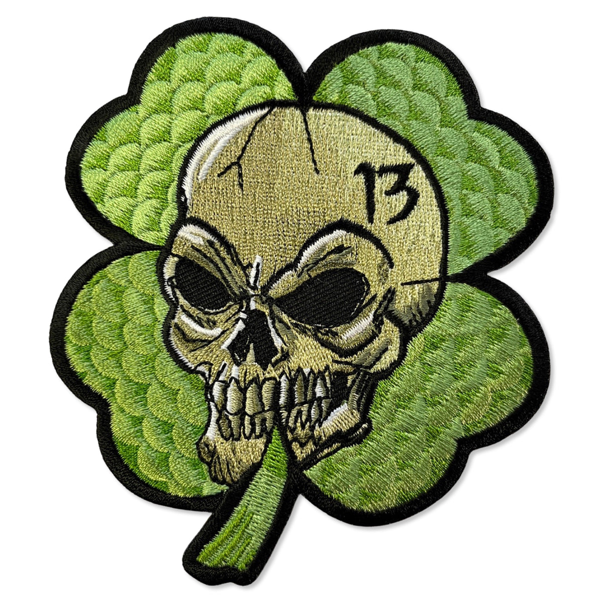 Embroidered Clover Skull 13 Iron on Sew on Patch – PATCHERS