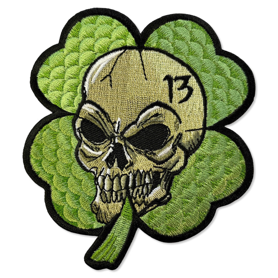 Embroidered Clover Skull 13 Iron on Sew on Patch – PATCHERS