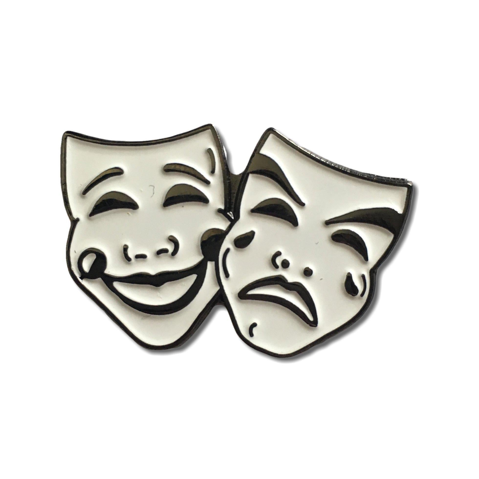 Metal & Enamel Comedy Tragedy Pin Badge with Secure Locking Back – PATCHERS