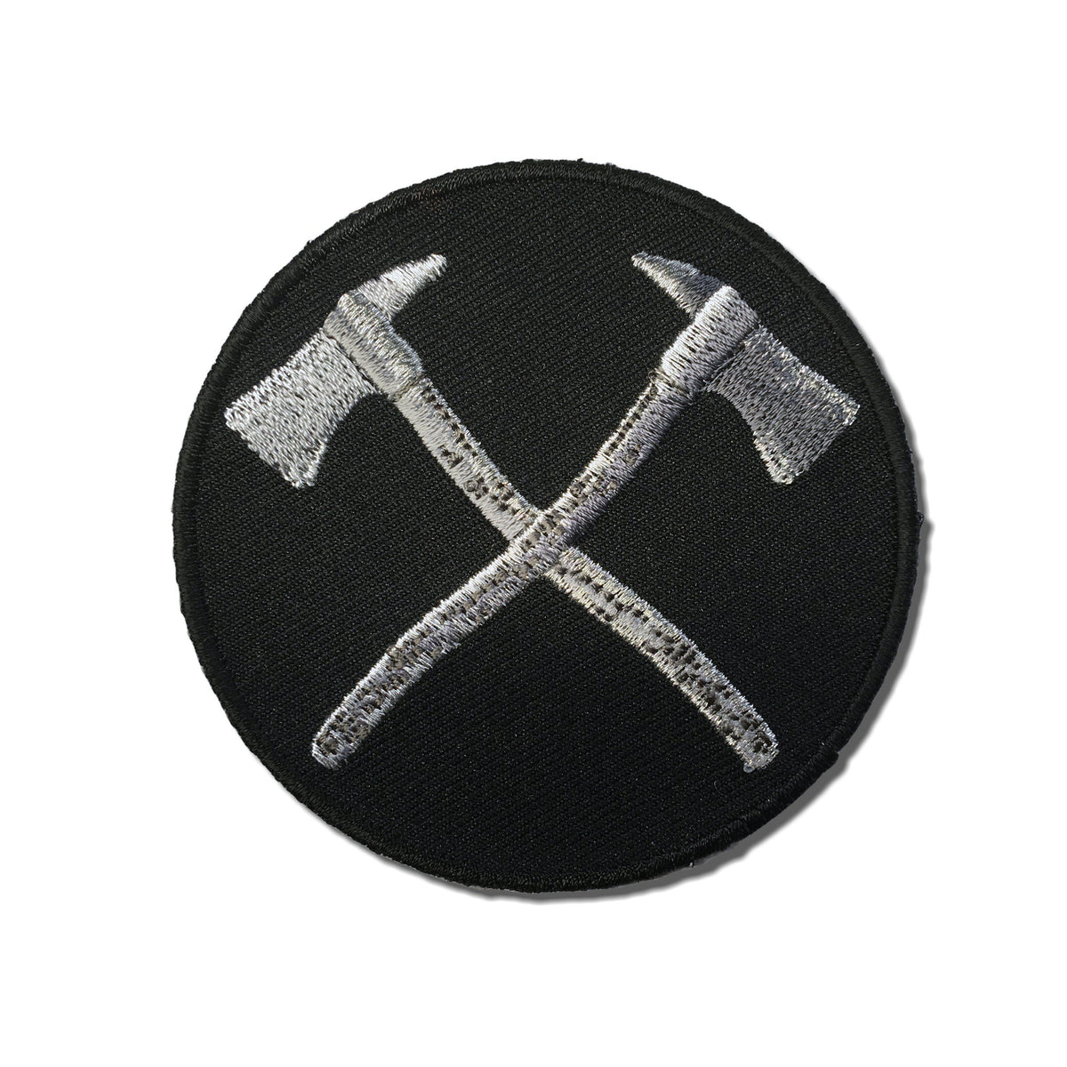 Embroidered Crossed Firefighter Axes In Grey & Silver Iron on Patch ...