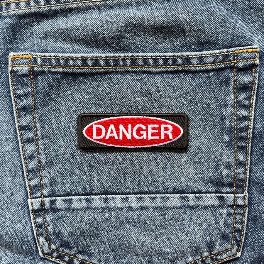 Embroidered Danger Iron on Sew on Patch – PATCHERS