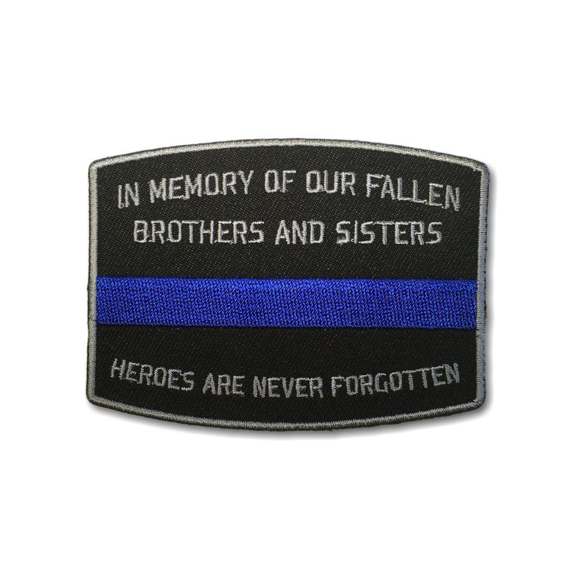 Embroidered Fallen Officer Memorial Blue Line Iron on Sew on Patch ...