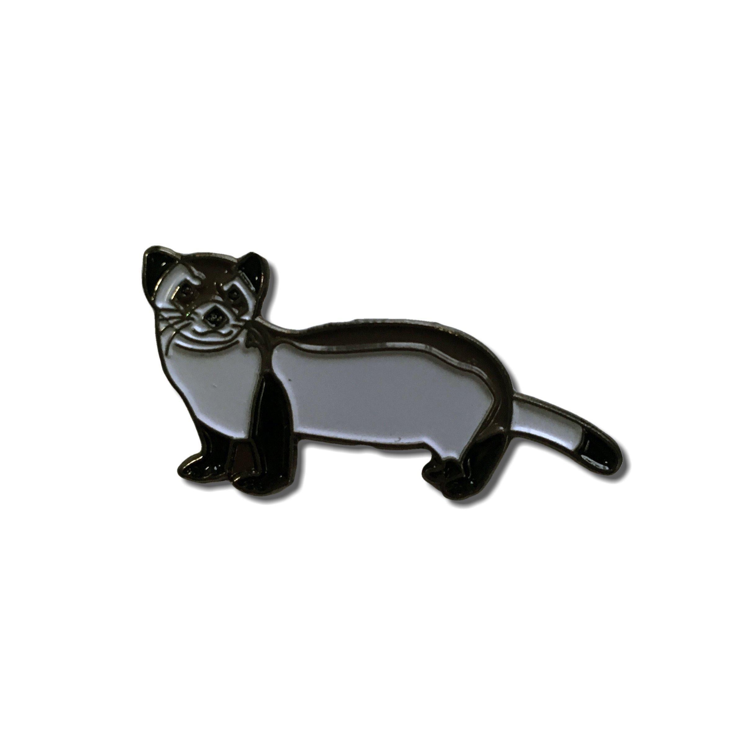 Metal & Enamel Ferret Pin Badge with Secure Locking Back – PATCHERS
