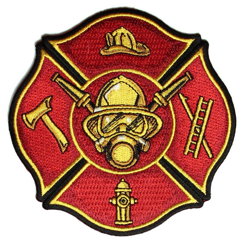 Embroidered Fire Fighter Axe Ladder Hydrant Cap Iron on Sew on Patch ...