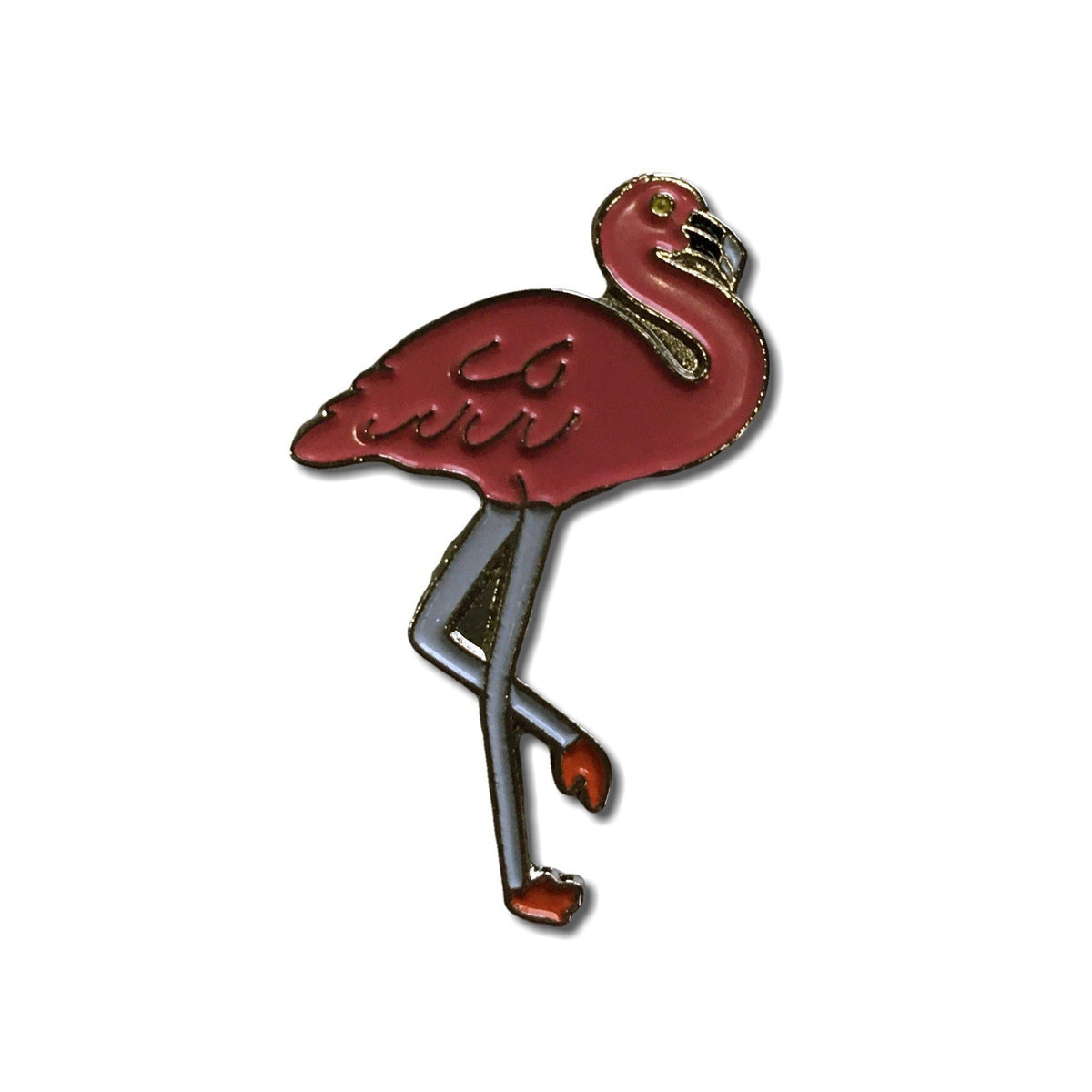 Metal & Enamel Flamingo Pin Badge with Secure Locking Back – PATCHERS
