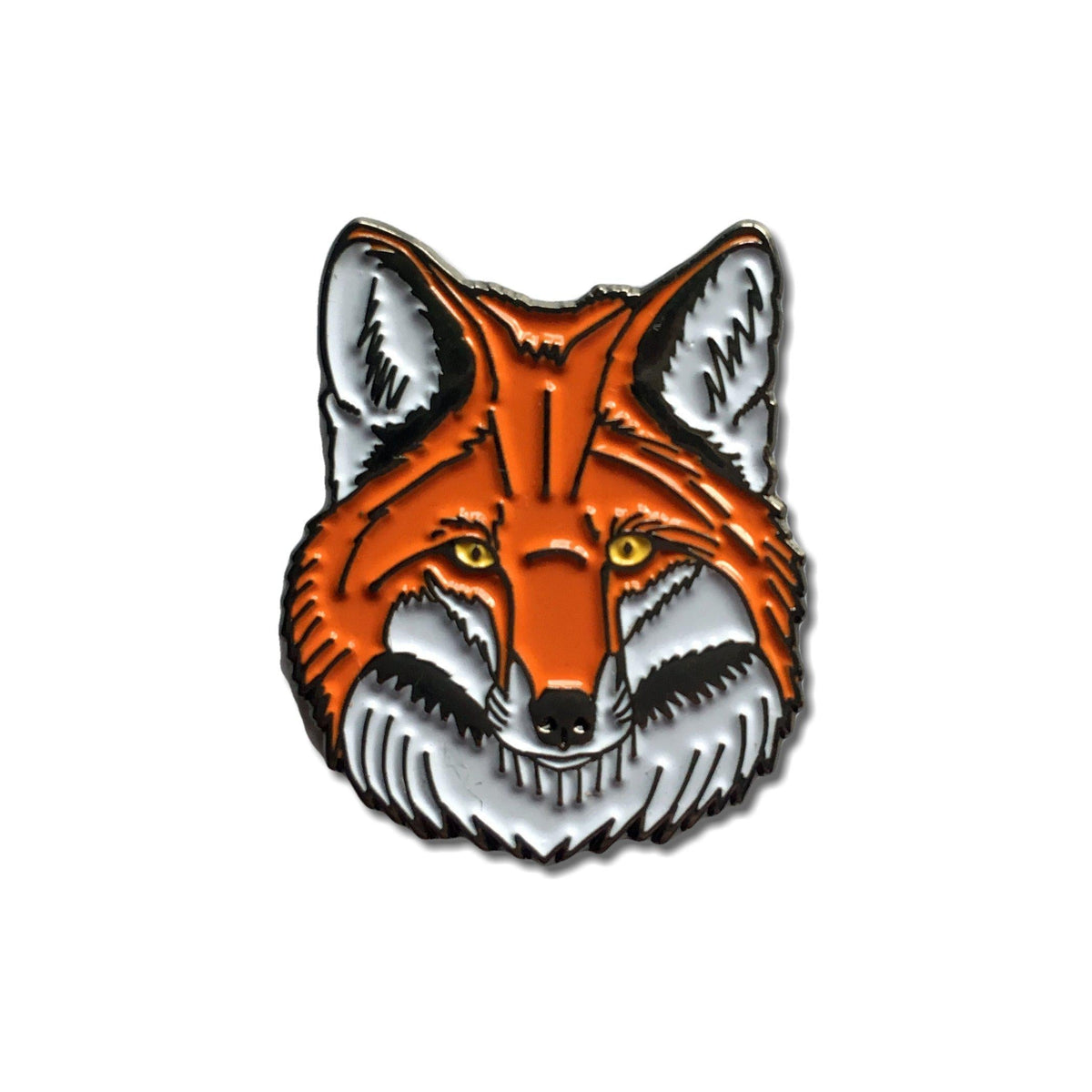Quality Metal & Enamel Fox Head Pin Badge with Secure Locking Back ...