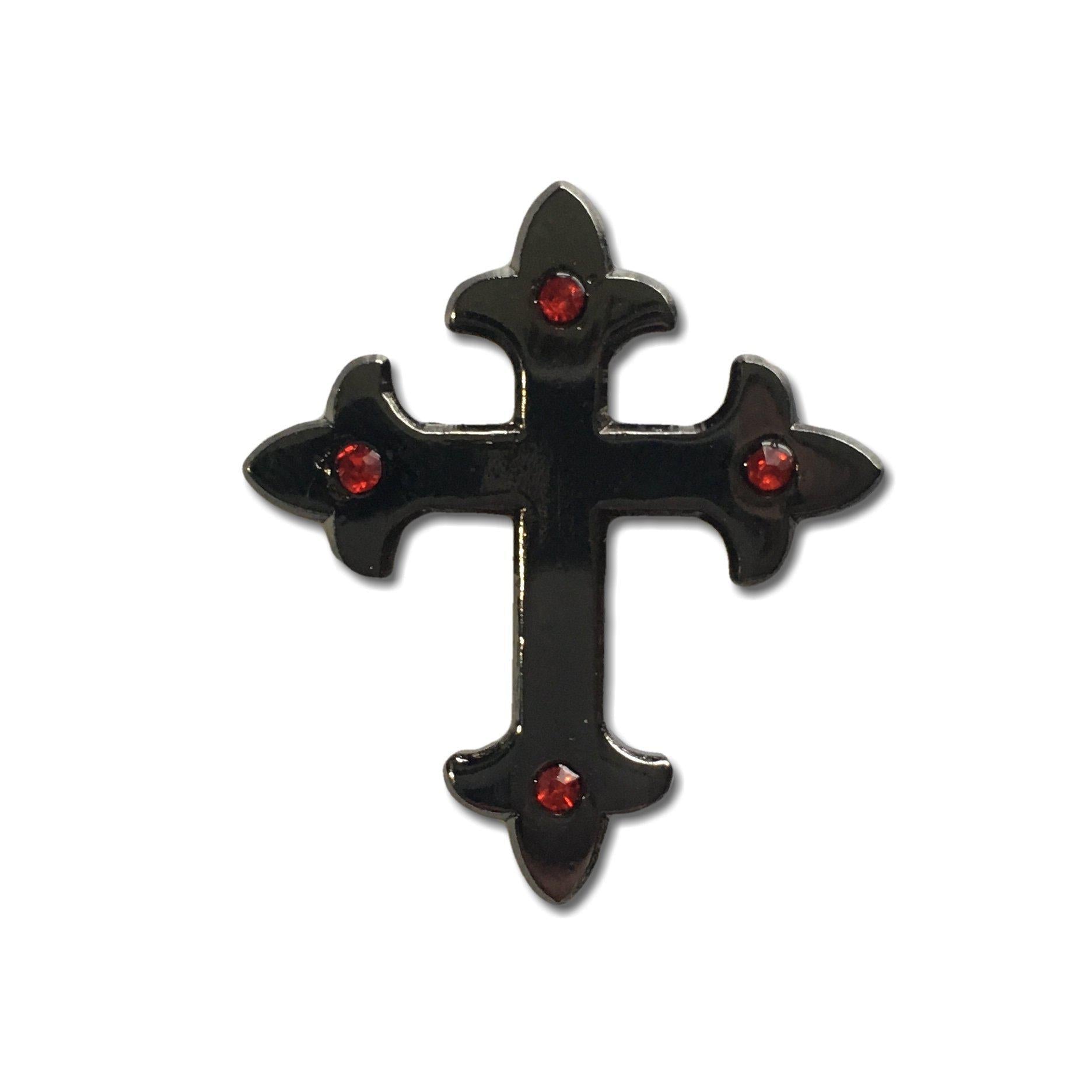 Gothic Cross in Black Nickel Pin Badge with Secure Locking Back – PATCHERS
