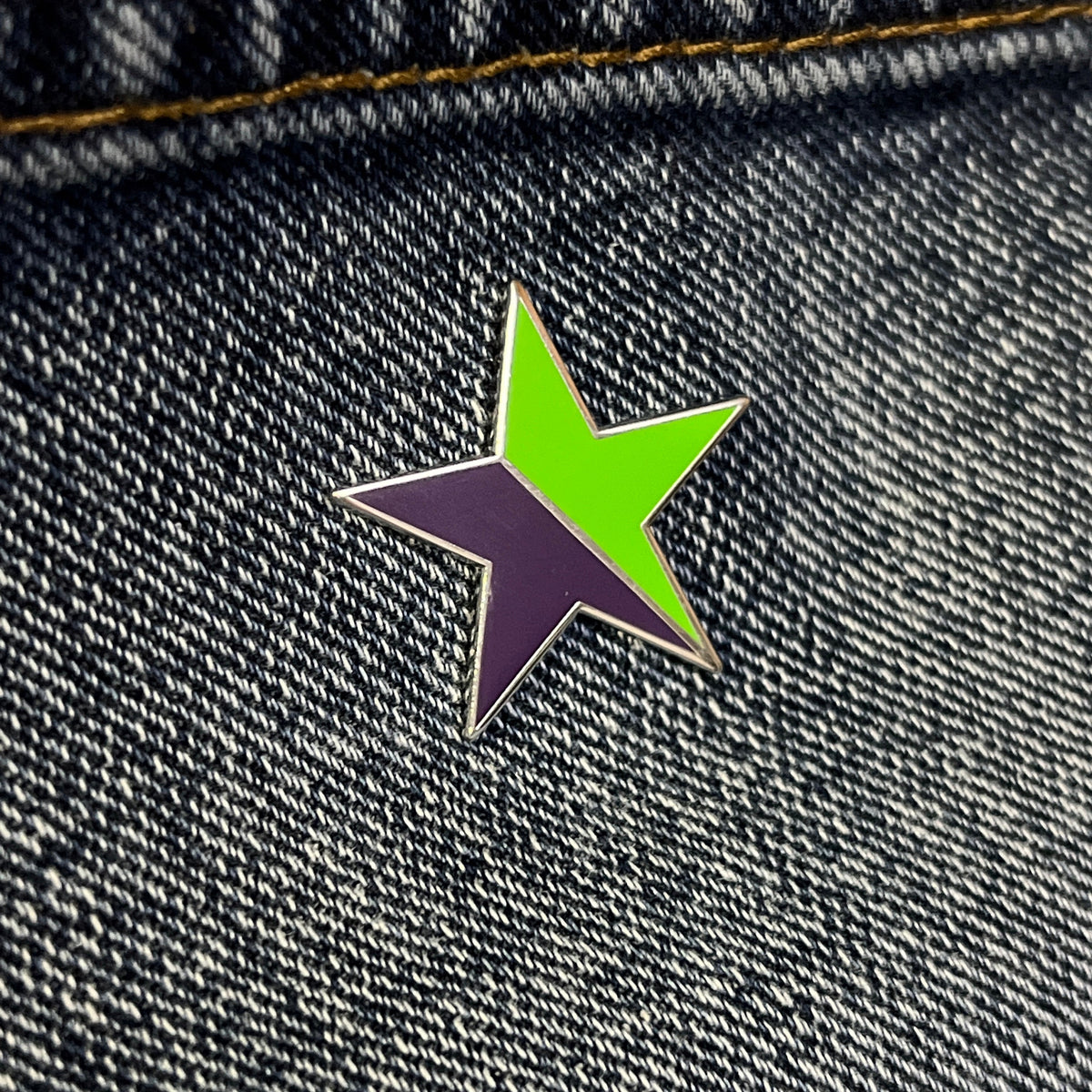 Metal & Hard Enamel Green & Purple Star Pin Badge with Locking Back ...