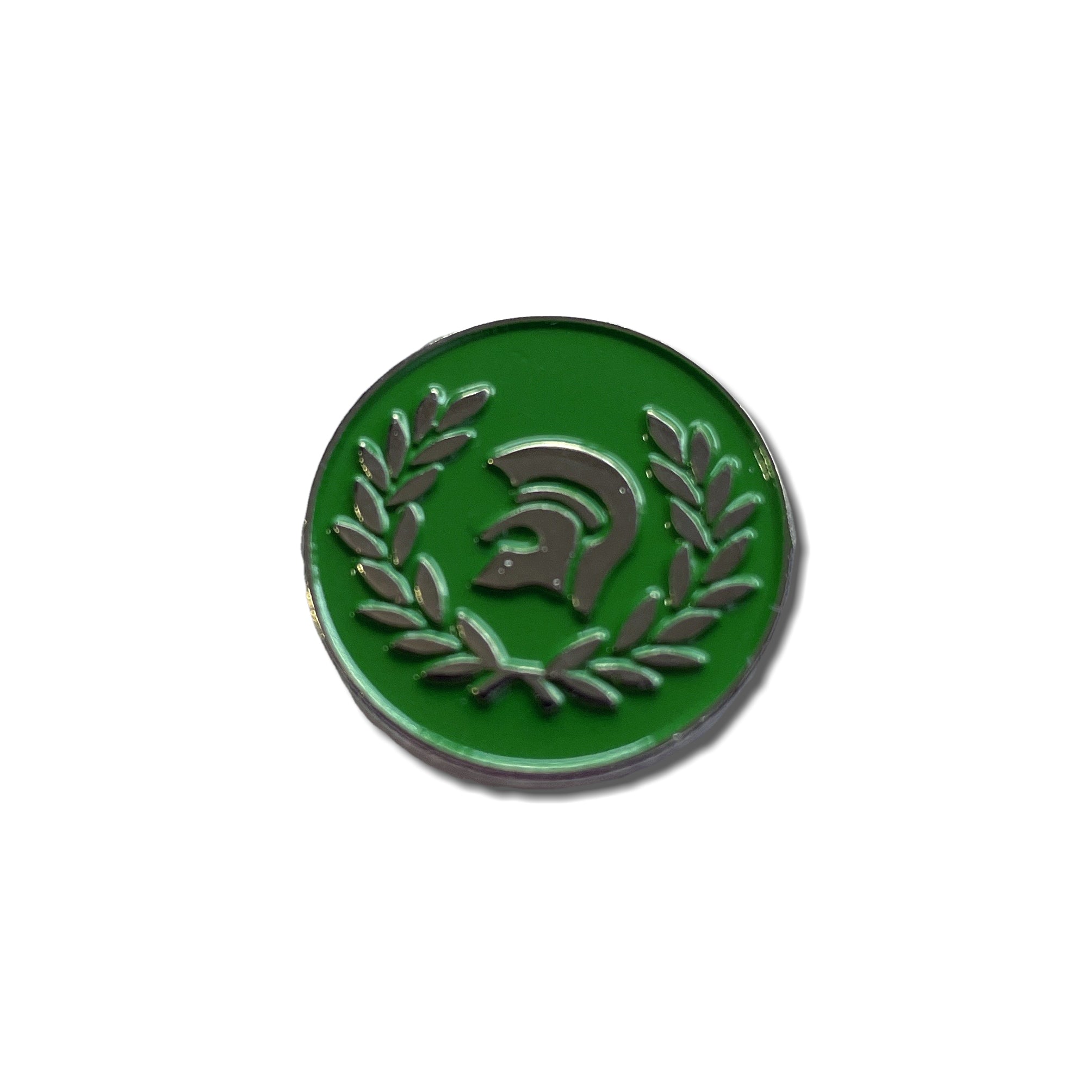 Metal & Enamel Green Trojan Laurel Pin Badge with Secure Locking Back ...