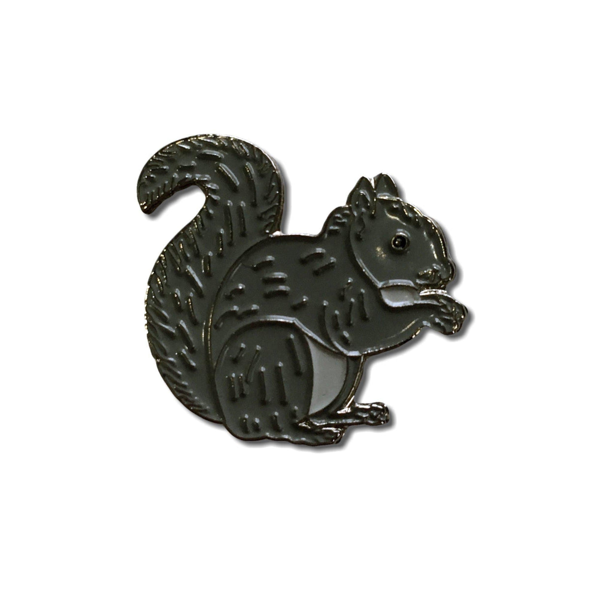 Metal & Enamel Grey Squirrel Pin Badge with Secure Locking Back – PATCHERS