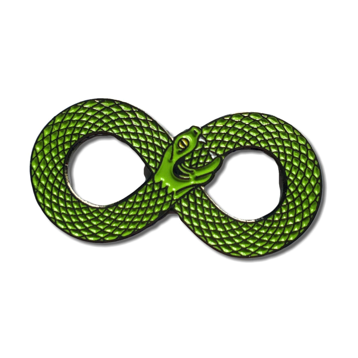 Metal & Enamel Infinity Snake Pin Badge with Secure Locking Back – PATCHERS