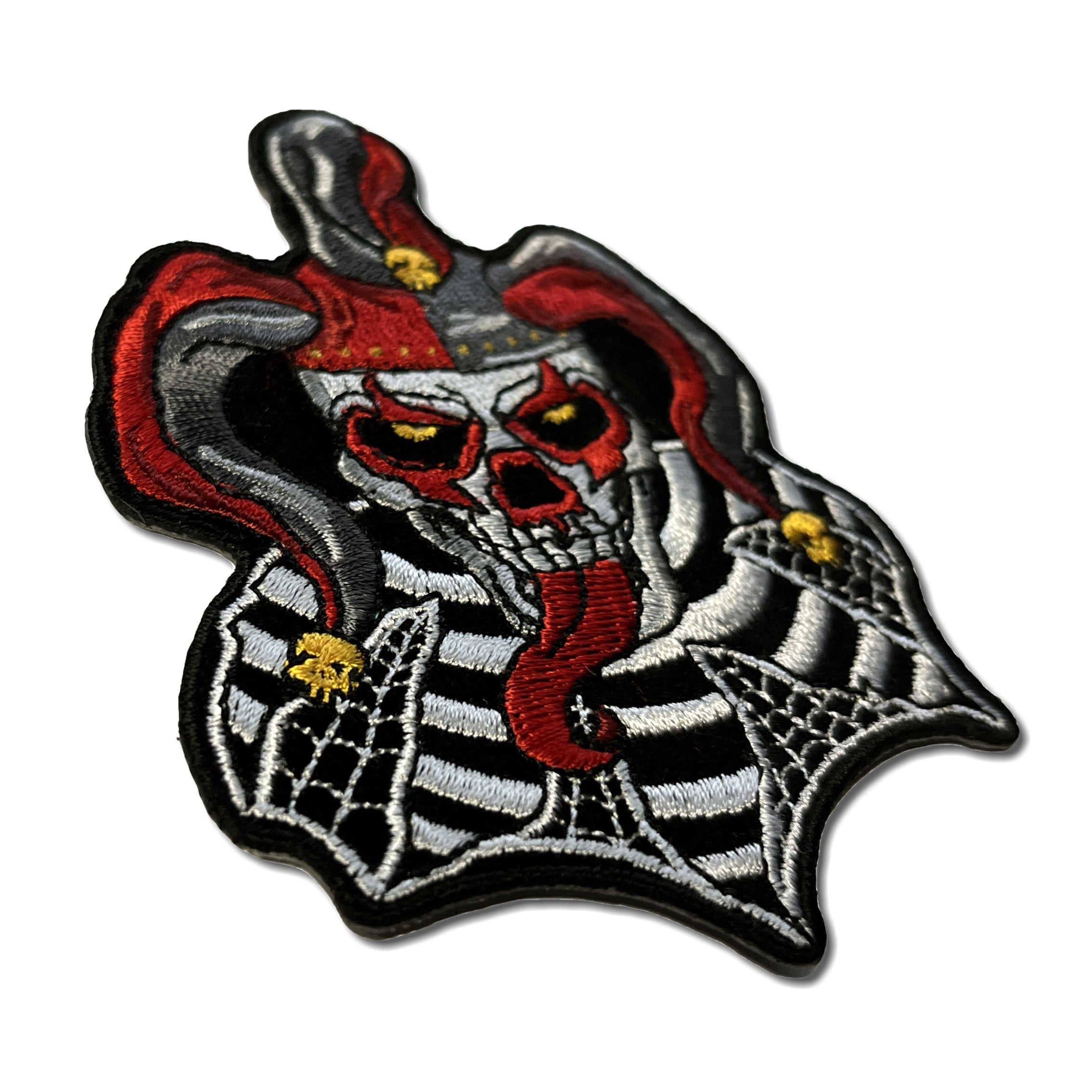 Embroidered Jester Clown Skull Red Iron on Sew on Patch – PATCHERS
