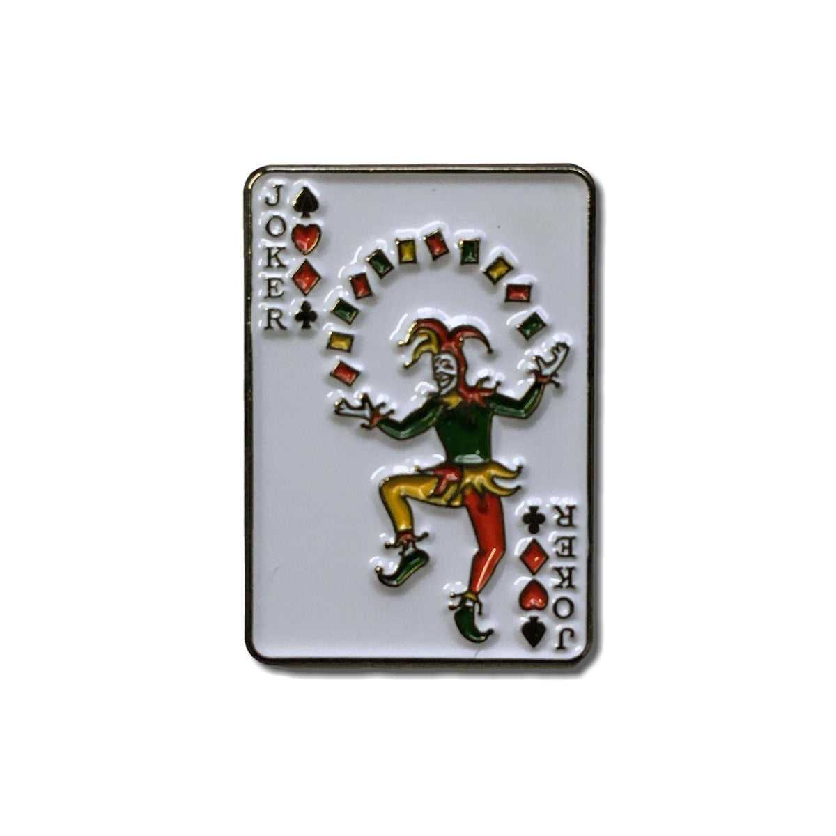 Metal & Enamel Joker Playing Card Pin Badge with Secure Locking Back ...