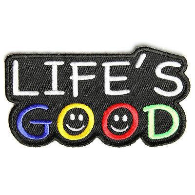 Embroidered Life's Good Smiley Iron on Sew on Patch – PATCHERS