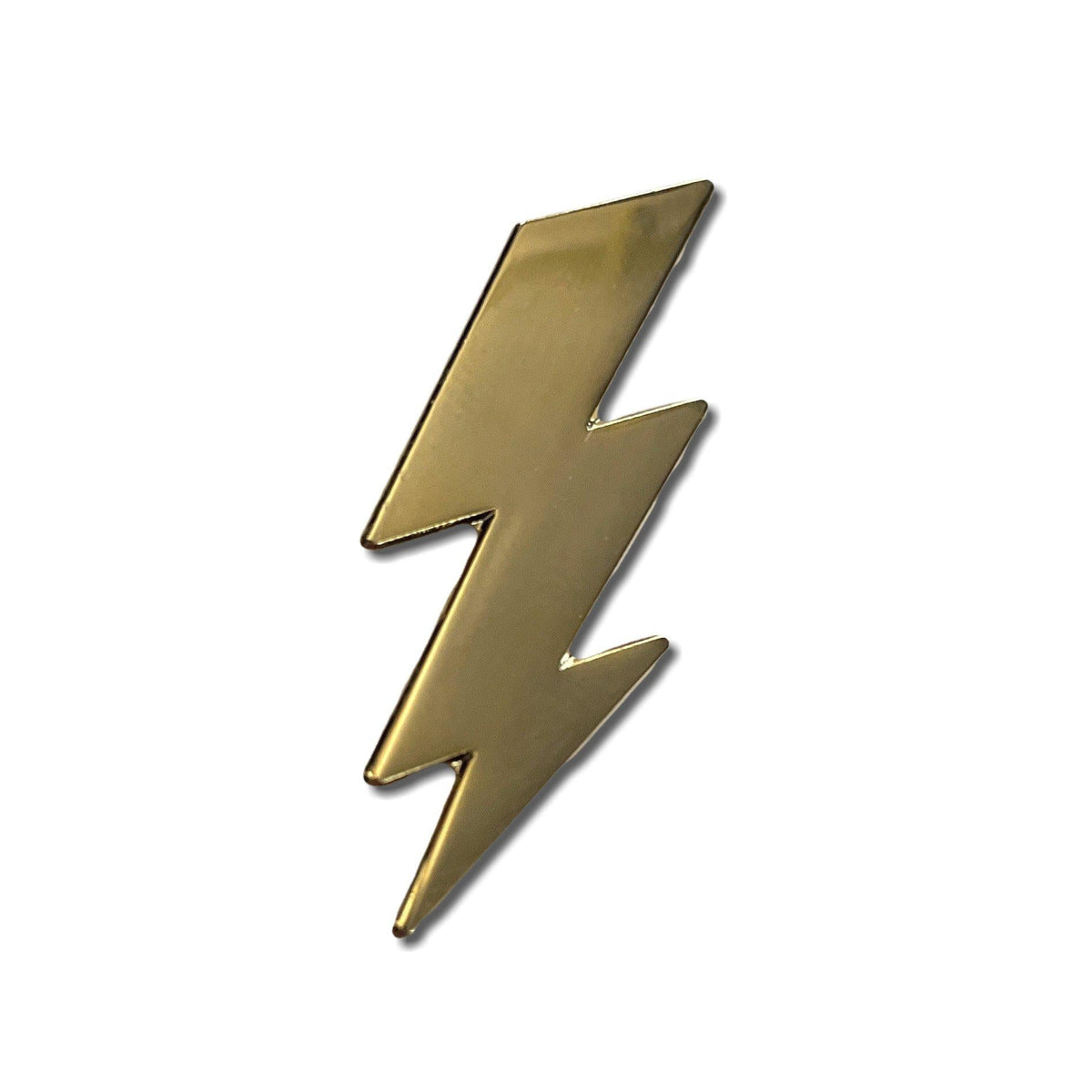 Lightening Bolt Gold Plated Pin Badge with Secure Locking Back – PATCHERS