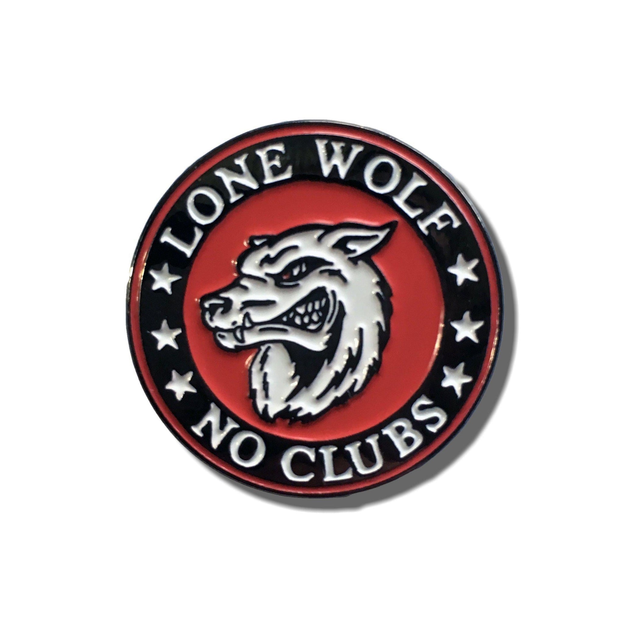 Metal & Enamel Lone Wolf No Clubs Pin Badge with Secure Locking Back ...