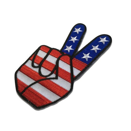 Embroidered Peace Hand Sign with American US Flag Iron on Sew on Patch ...