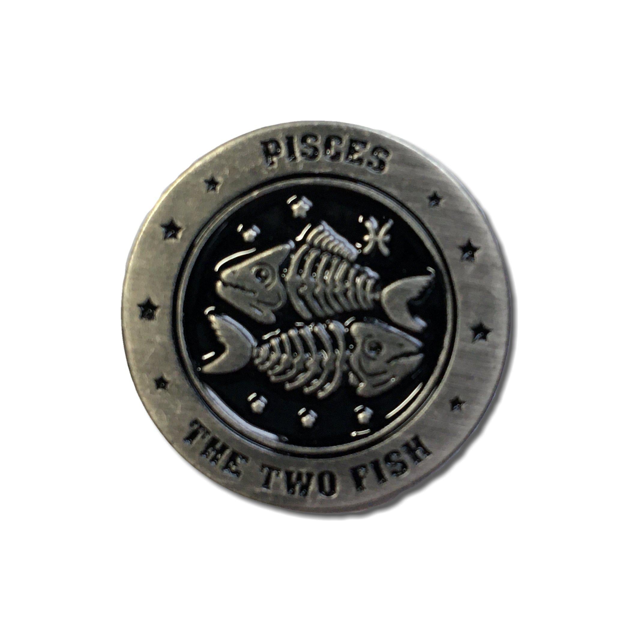 Metal & Enamel Pisces Skull Zodiac Sign Pin Badge with Secure Back ...
