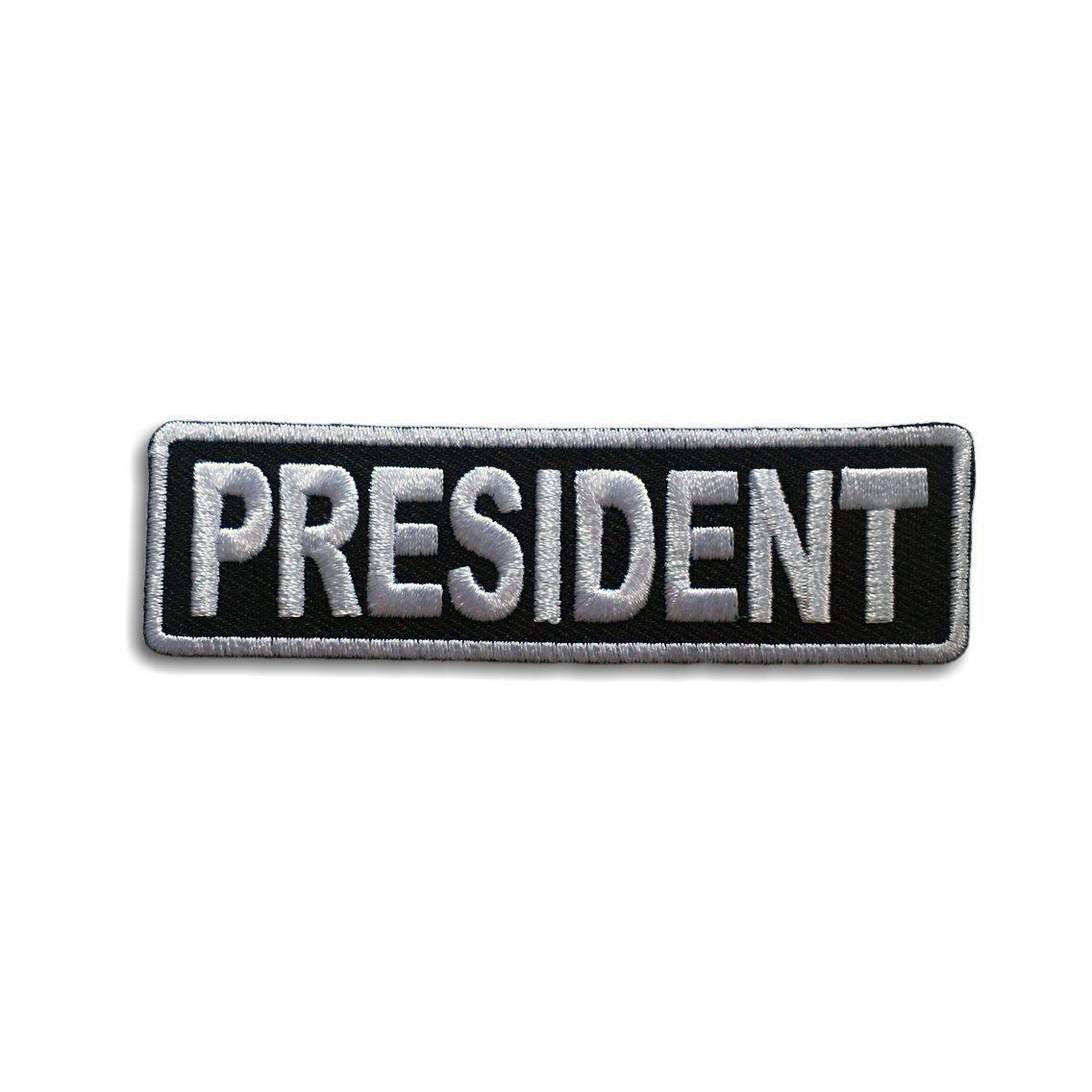 Embroidered President White on Black Iron on Sew on Patch – PATCHERS
