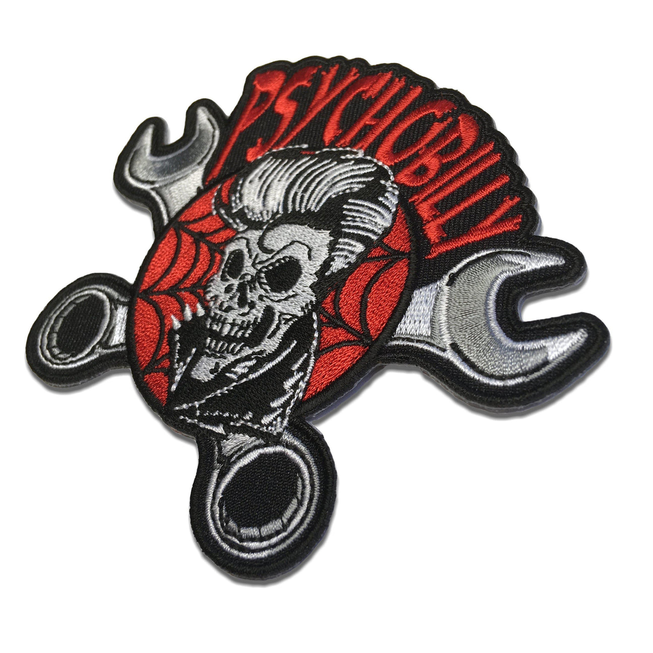 Embroidered Psychobilly Skull and Wrenches Iron on Sew on Patch – PATCHERS