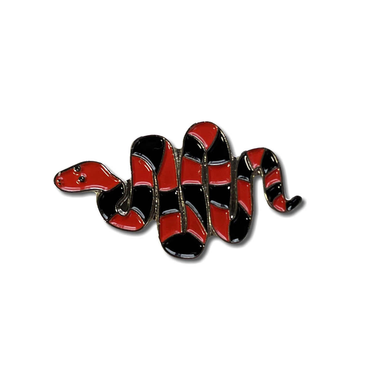 Metal & Enamel Red & Black Snake Pin Badge with Secure Locking Back ...